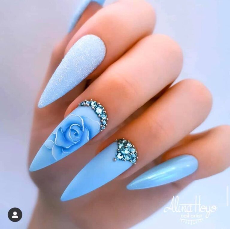 Uñas Punta de Stiletto con Pedreria 40 Elegantes Ideas 💅 【Lo Mejor de ...